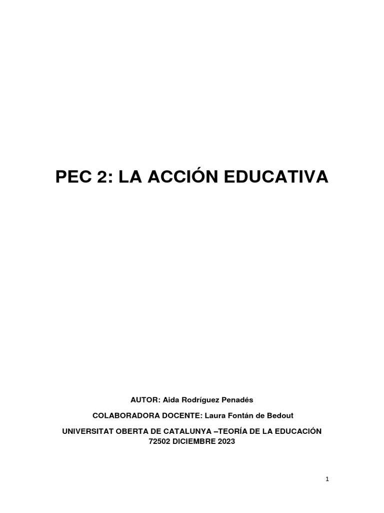 Rodríguez - Penadés - PEC2 TEORIA DE LA EDUCACIÓN | PDF | Hannah Arendt | Maestros