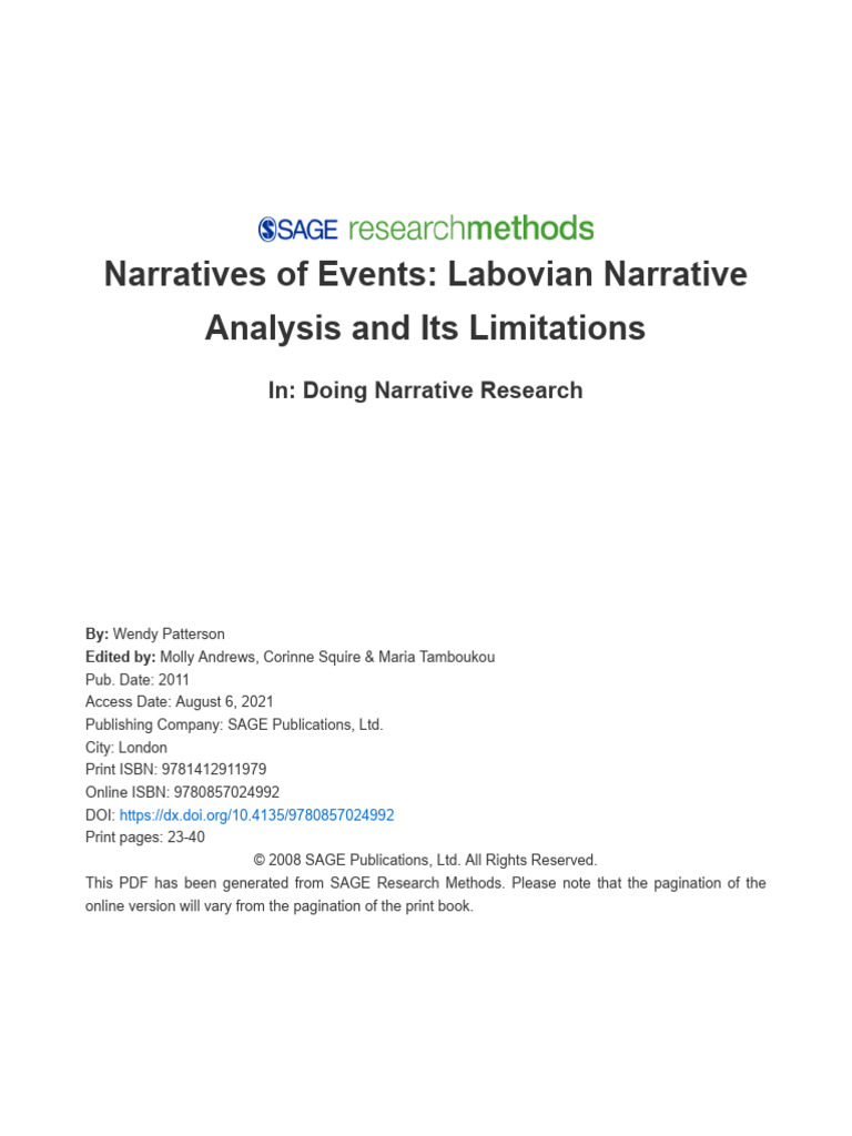 doing-narrative-research | PDF | Narrative | Experience