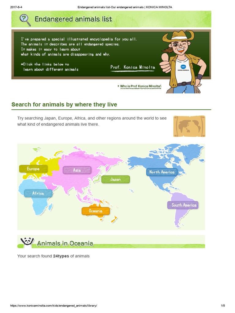 Endangered Animals List-Our Endangered Animals - KONICA MINOLTA | PDF ...