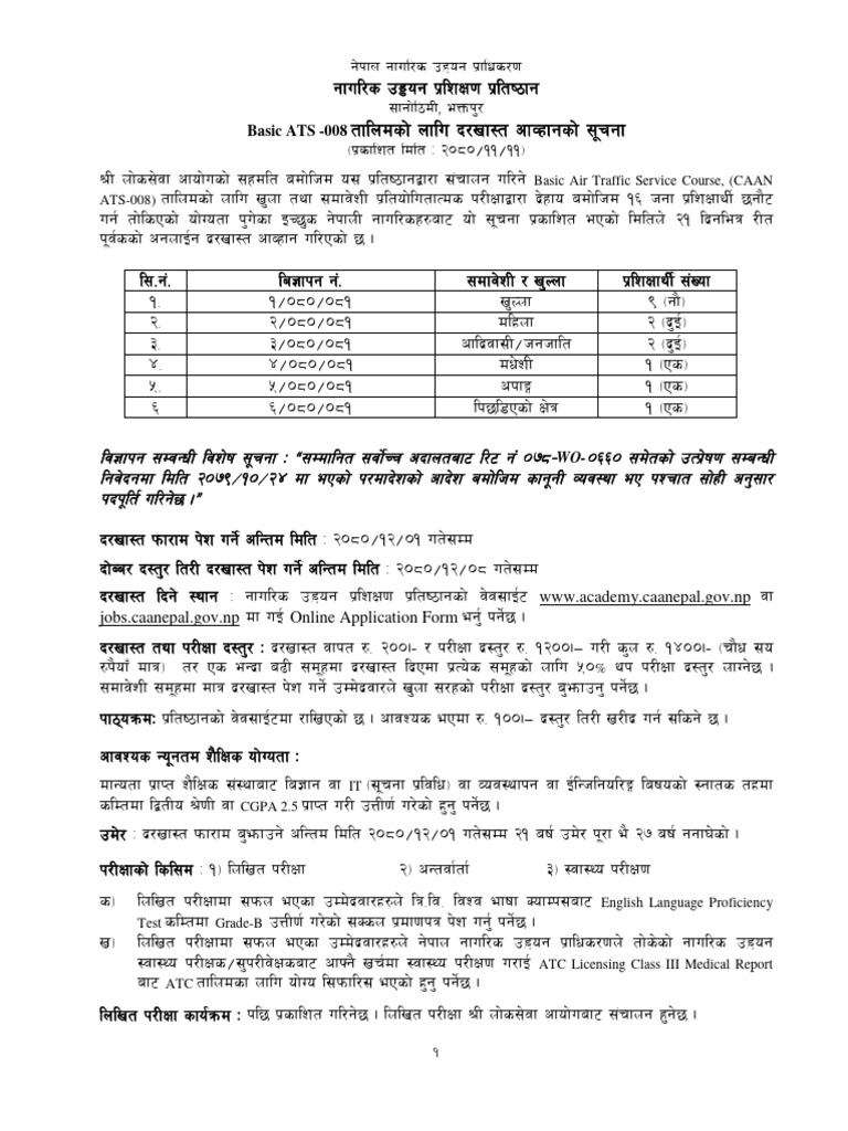Vacancy of CAAN ATS - 008 | PDF