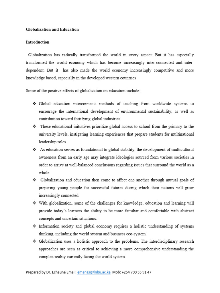 5. POSITIVE EFFECTS OF GLOBALISATION | PDF | Globalization | Learning