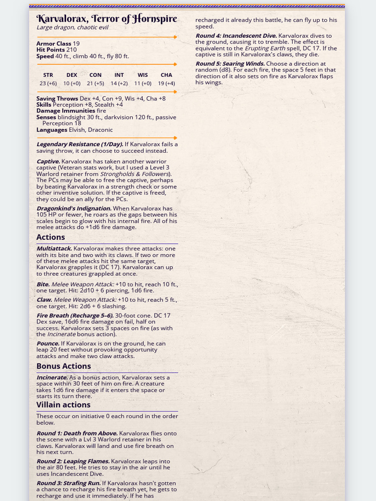 Belephaion Stat Block | PDF