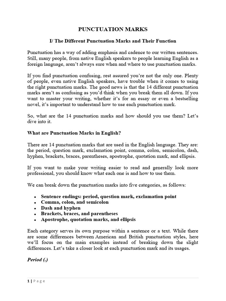 Punctuation Marks | PDF | Punctuation | Bracket