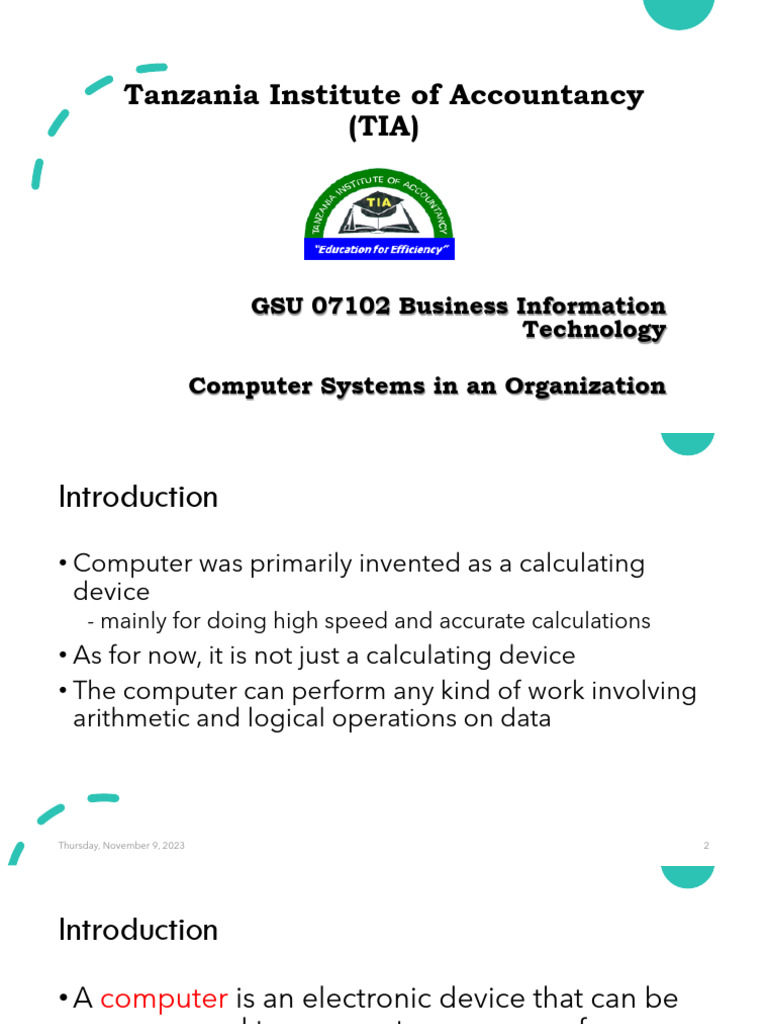 Concepts of Computer Systems in Organization | PDF | Microcomputers | Central Processing Unit