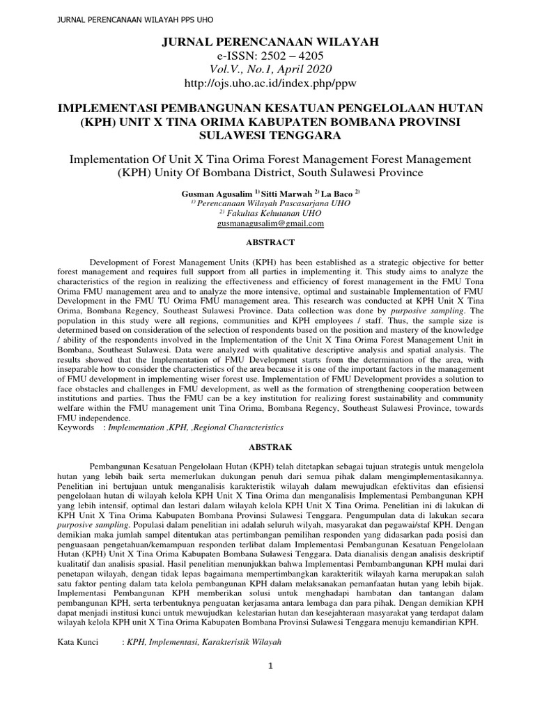 Perencanaan Wilayah KPH | PDF