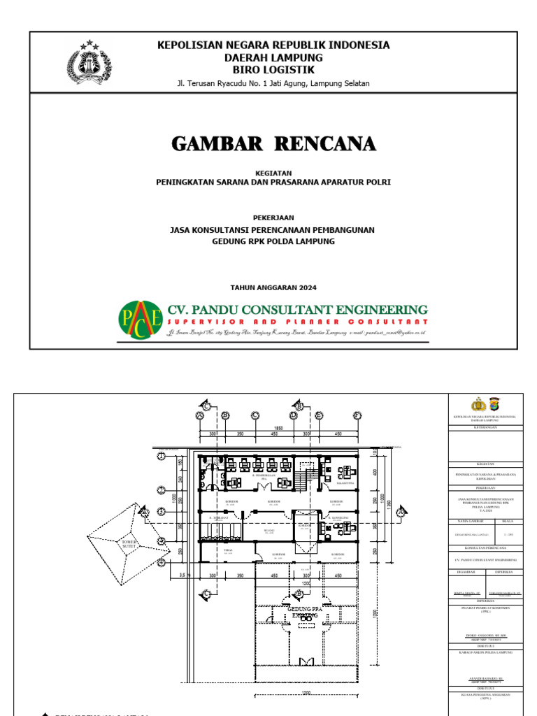 01 Gambar Kerja RPK Polda Lampung 2024 | PDF