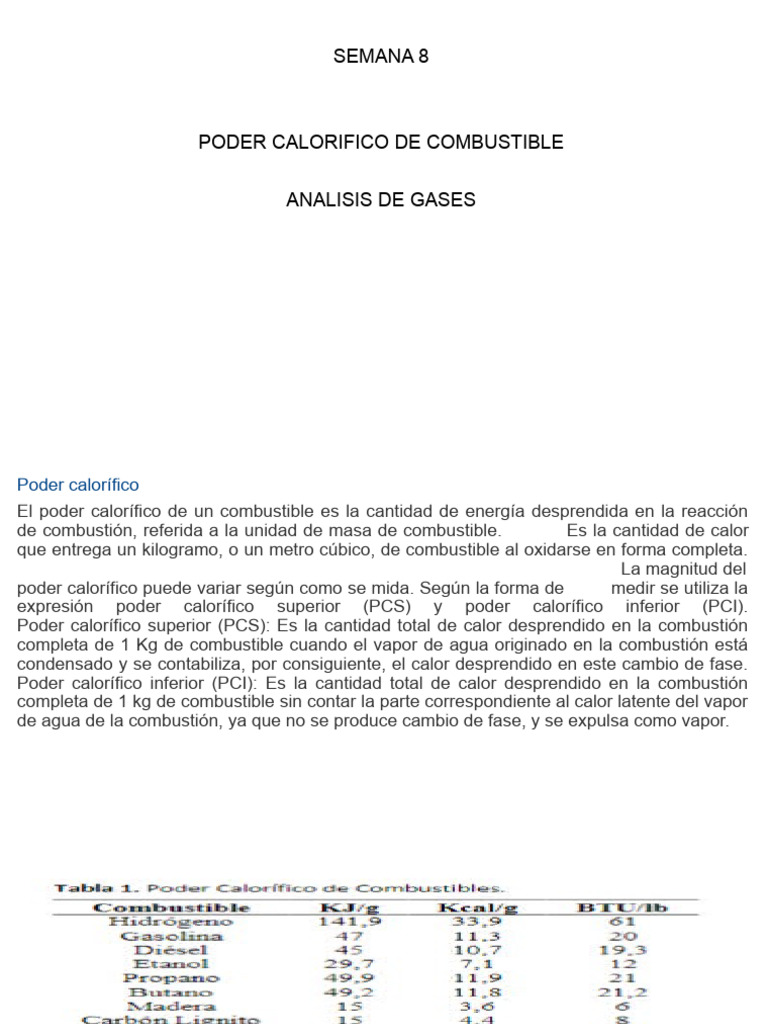 SEMANA #08 Poder Calorífico | PDF
