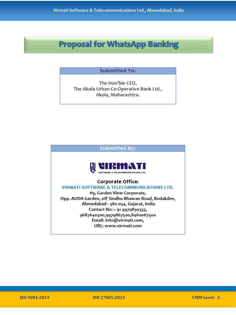 Proposal For Whatsapp Banking | PDF | License | Banks