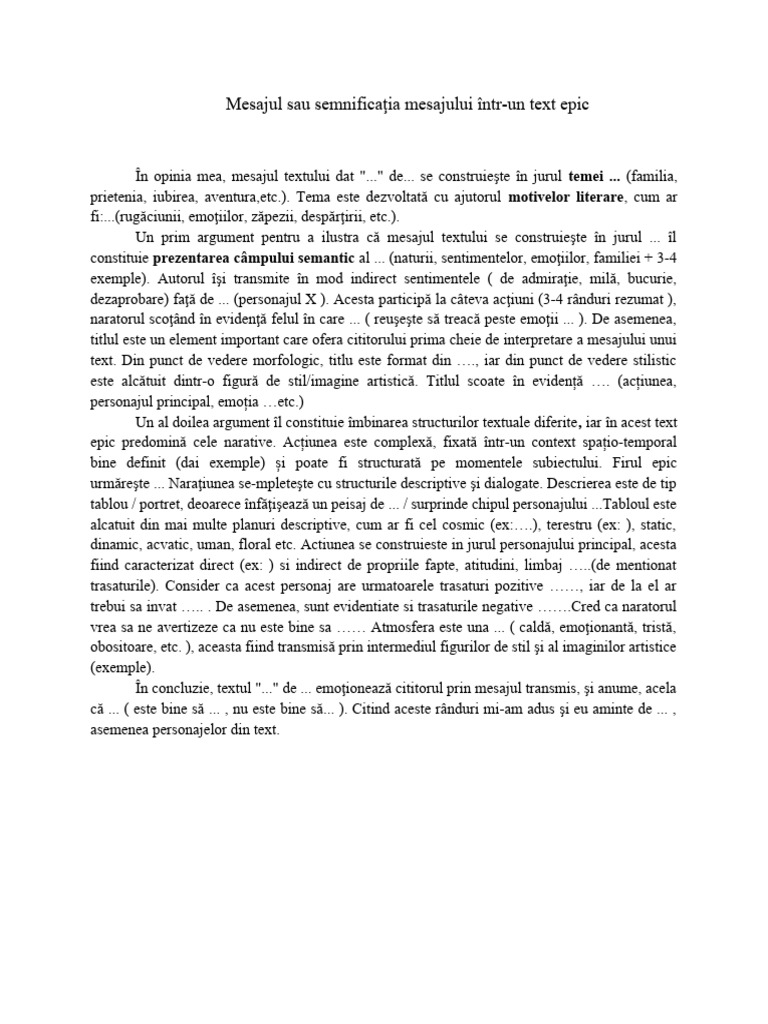 Mesajul Sau Semnificatia Mesajului Intr | PDF