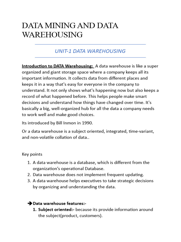 Data Mining and Data Warehousing | PDF