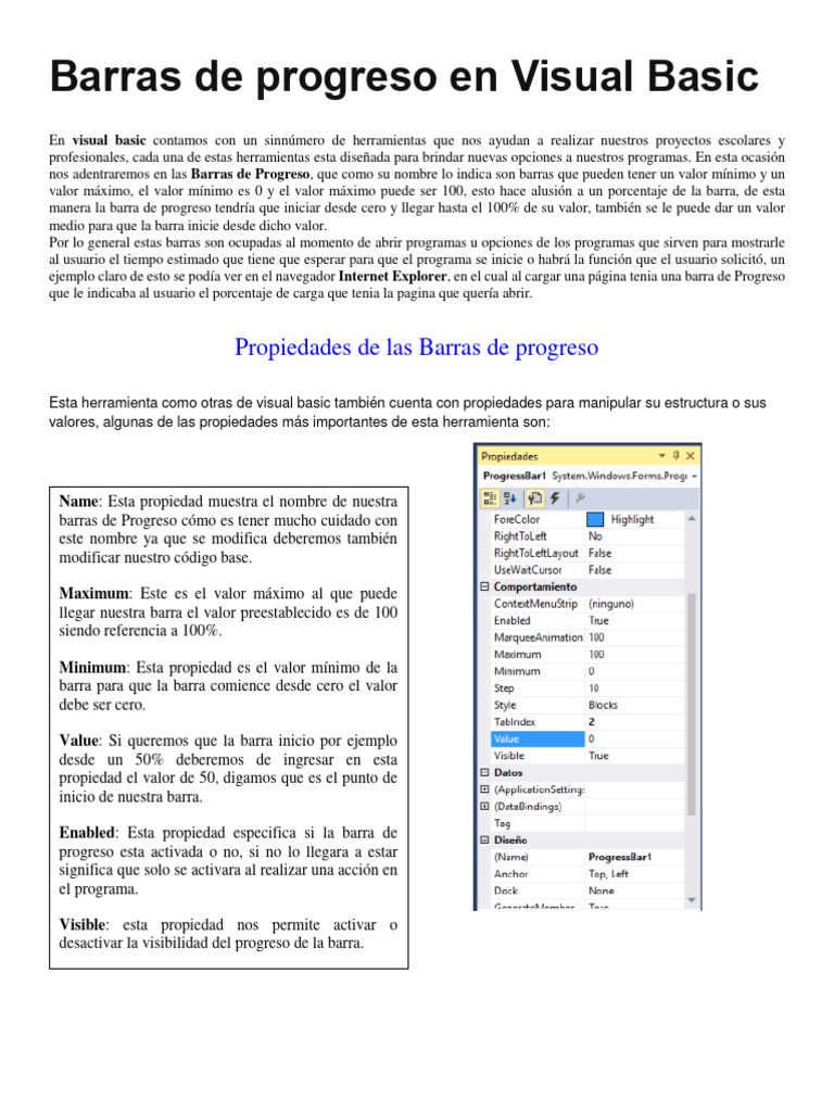 Barras de Progreso en Visual Basic | PDF | Básico | Ventana (informática)
