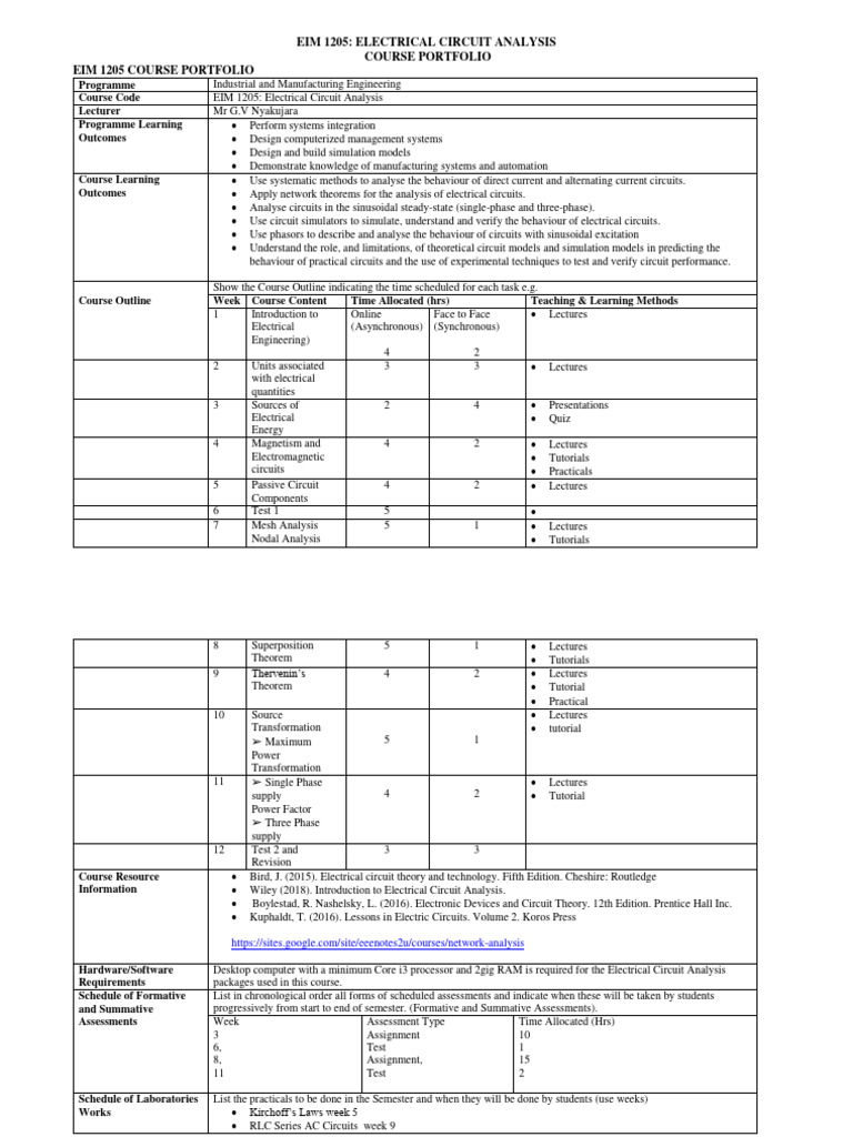 EIM 1205 Course Portfolio | PDF | Science & Mathematics | Technology ...