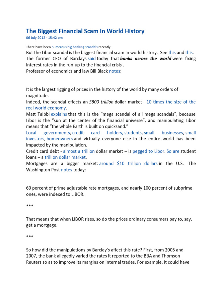 The Biggest Financial Scam in World History | PDF