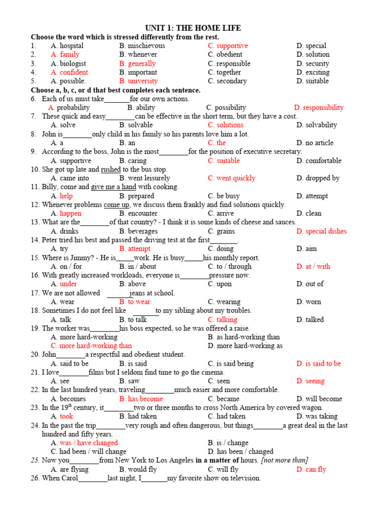 Exercise UNIT 1-3 | PDF