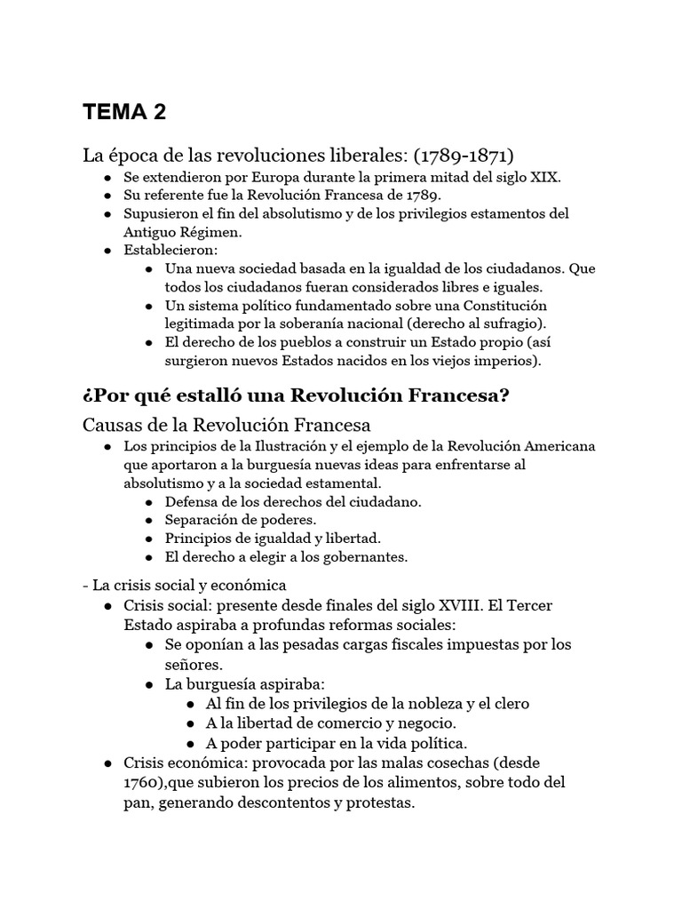 Tema 2 - Historia | PDF | revolución Francesa | Napoleón
