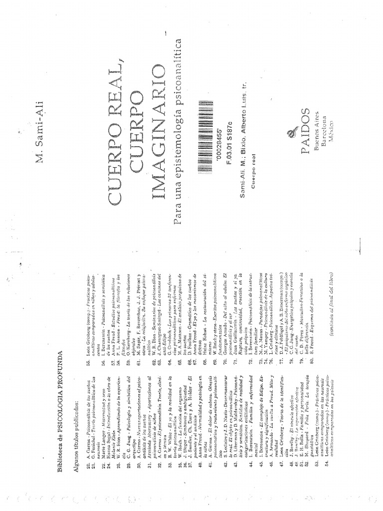 Sami Ali - Cuerpo Real, Cuerpo Imaginario | PDF