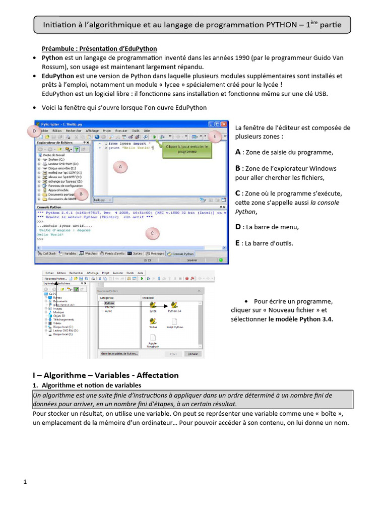 (SNT) - 01.1 - Python Partie 1 | PDF | Programme informatique | Programmation