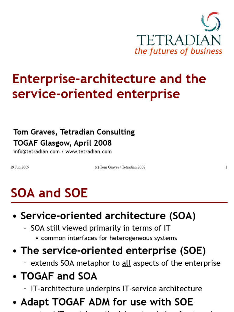 Enterprise Architecture And The Service Oriented Enterprise Pdf Service Oriented