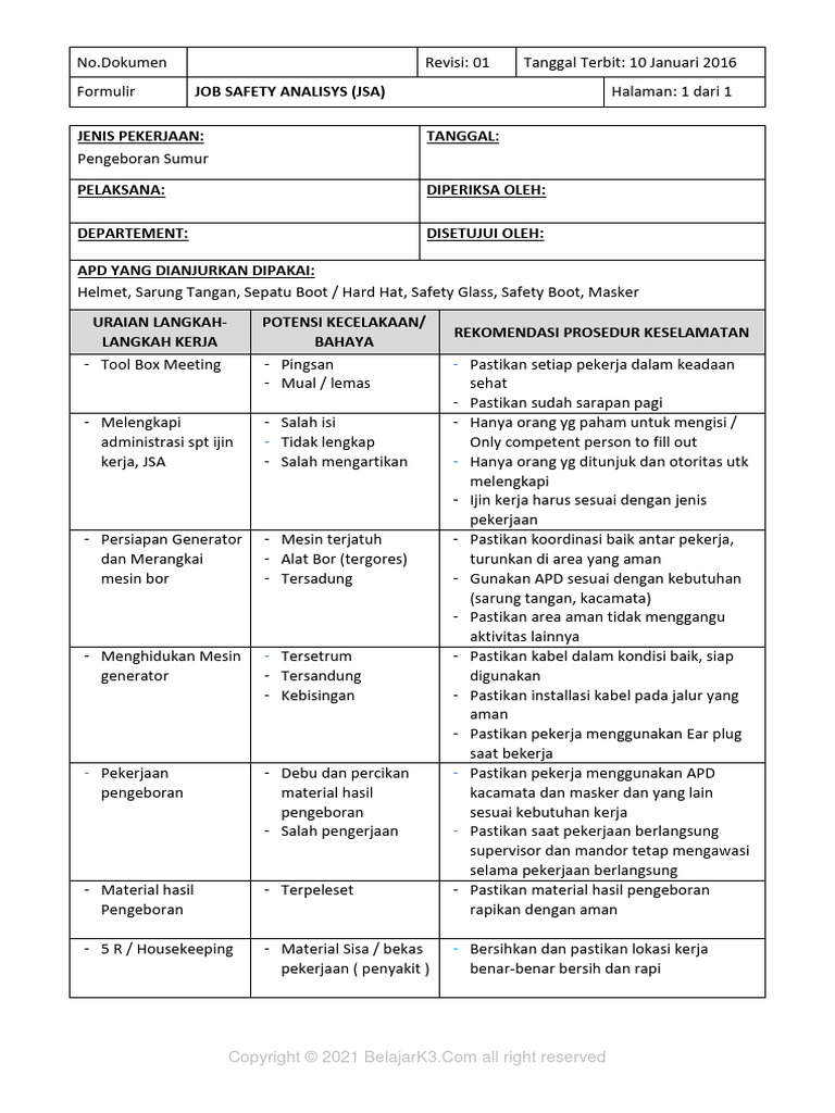 Jsa Pengeboran Sumur 240221 102431 | PDF