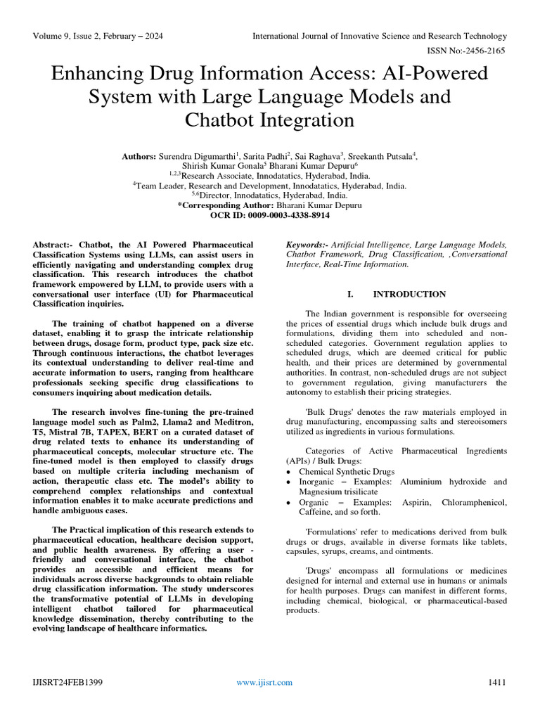 Enhancing Drug Information Access: AI-Powered System with Large Language Models and Chatbot ...