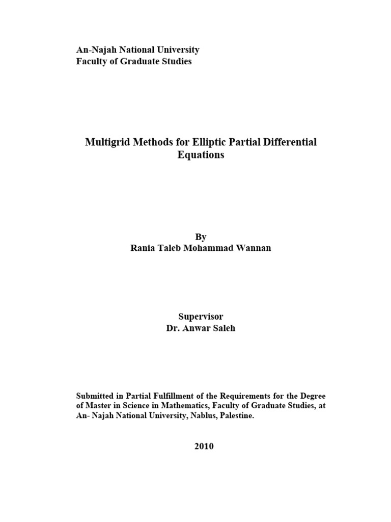 Multigrid Methods For Elliptic Partial Differential Equations | PDF