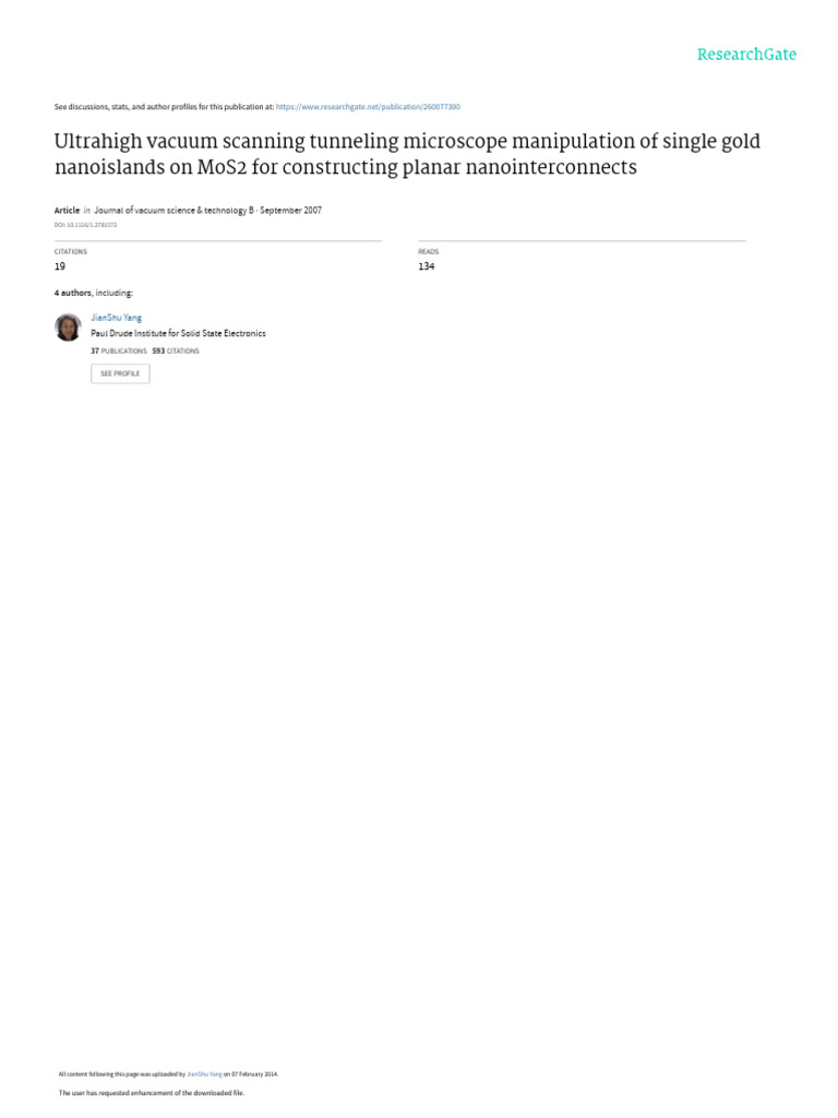 JVST | PDF | Scanning Tunneling Microscope | Scanning Electron Microscope