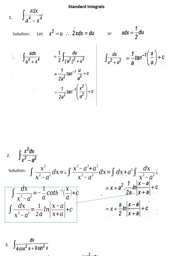 (CH-4) Formula of Standard Integral | PDF