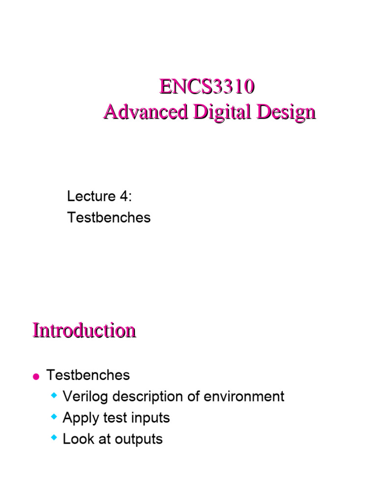Lec4 Slides Testbenches | PDF | Hardware Description Language | Logic Gate