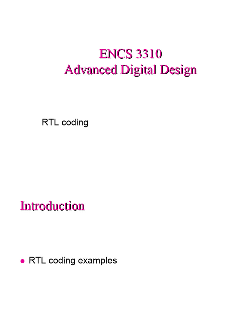 Lec8 Slides RTL | PDF | Electrical Engineering | Computer Engineering