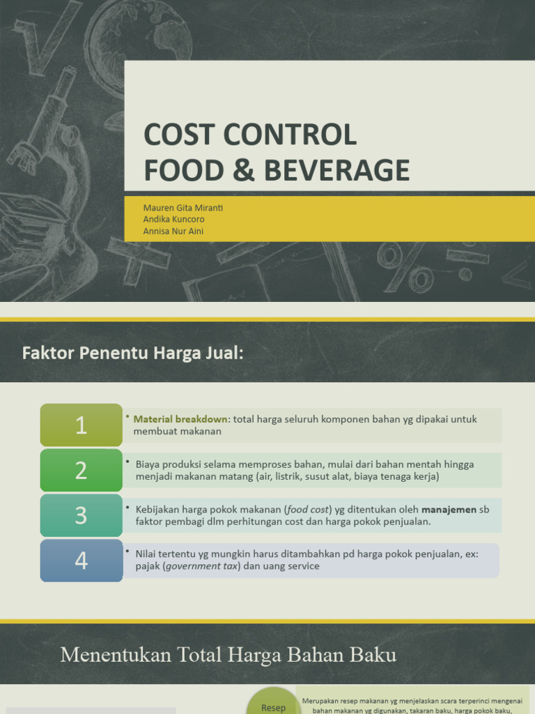 Cost Control Food and Baverage 2023 | PDF