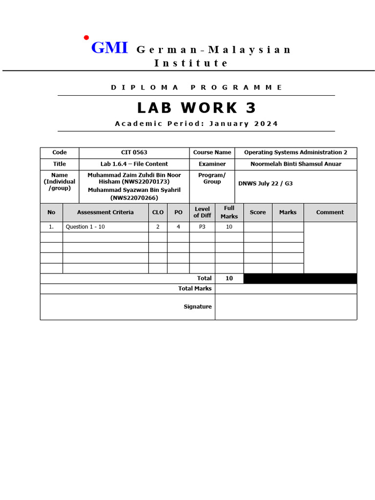Labwork #3 - 1.6.4 File Content | PDF