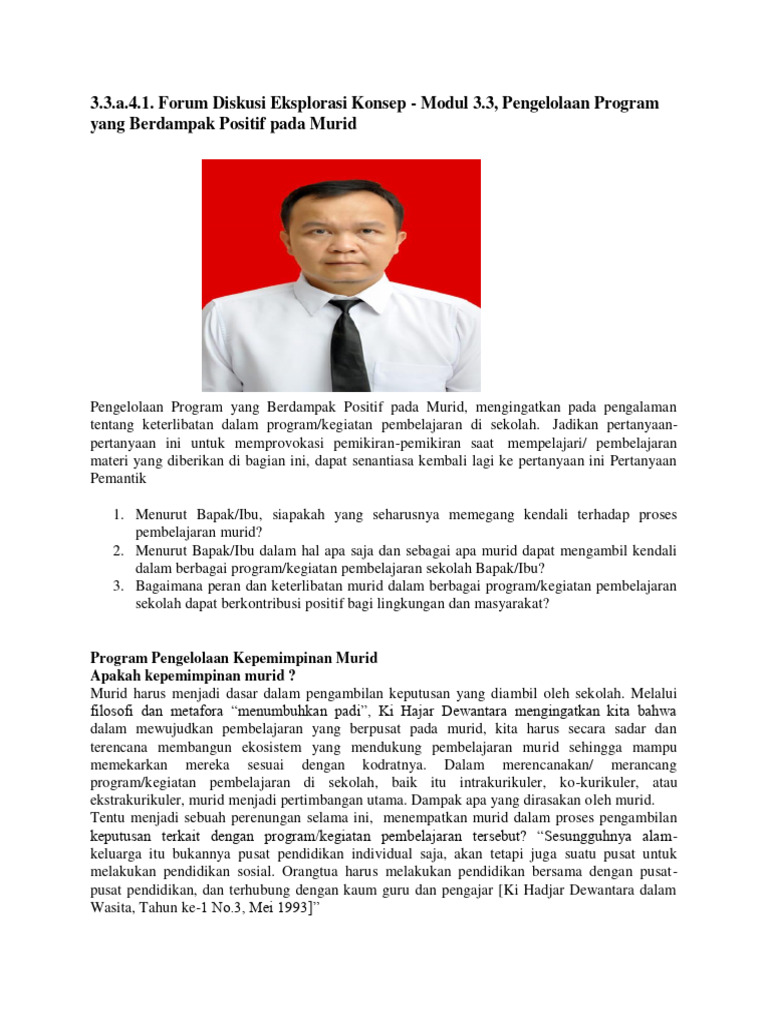 3.3.a.4.1. Forum Diskusi Eksplorasi Konsep - Modul 3.3 | PDF