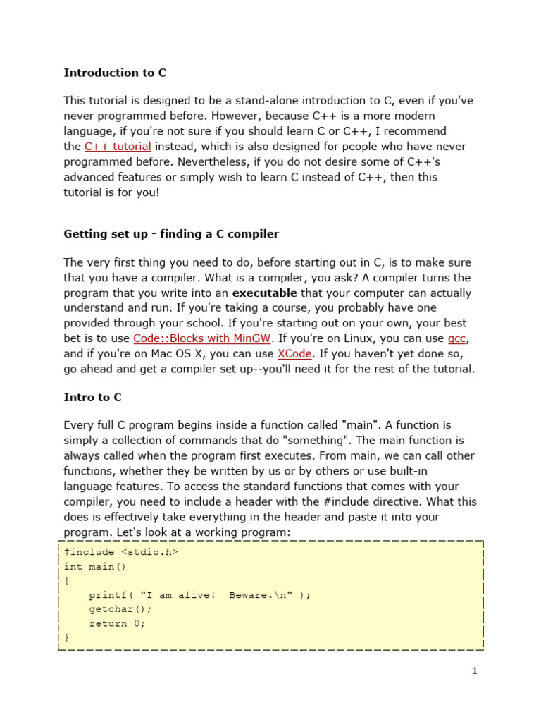 Beginner's Guide to C Programming | PDF