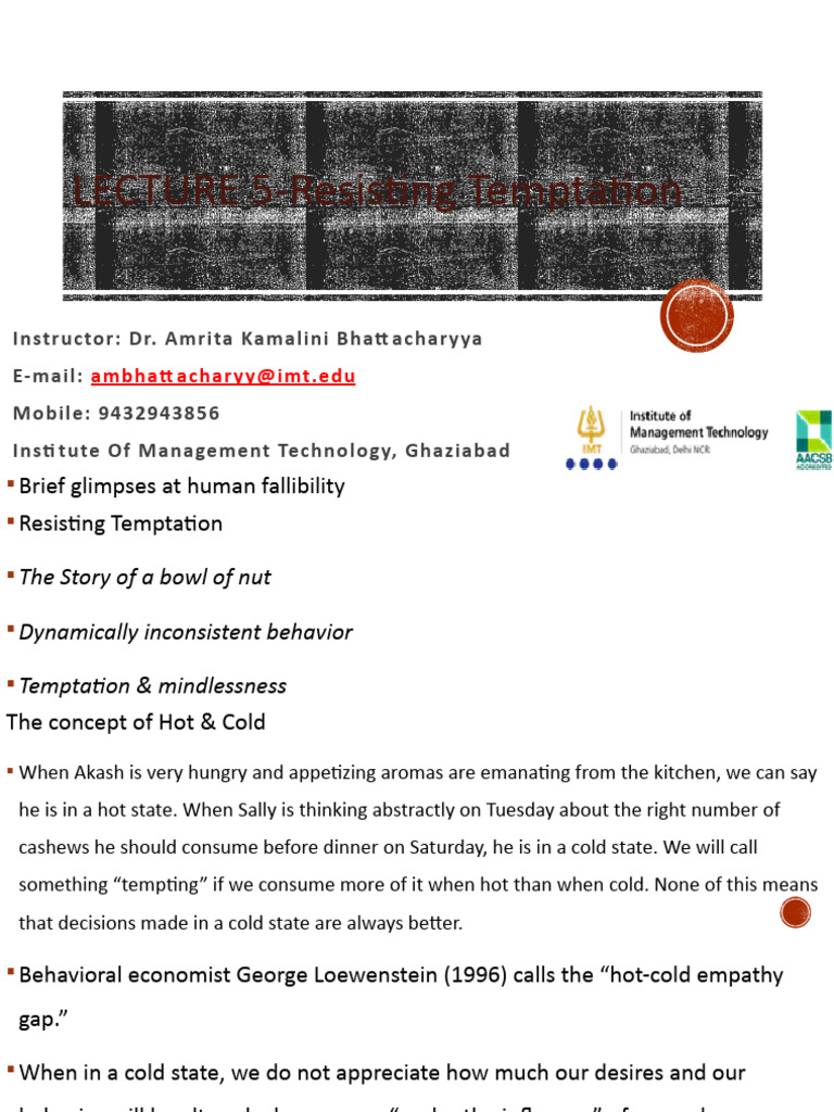 Resisting Temptation: Self-Control Insights | PDF | Risk Aversion ...