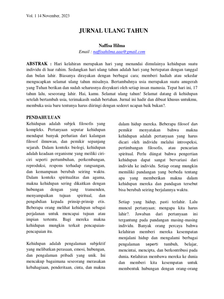 Jurnal Ulang Tahun | PDF