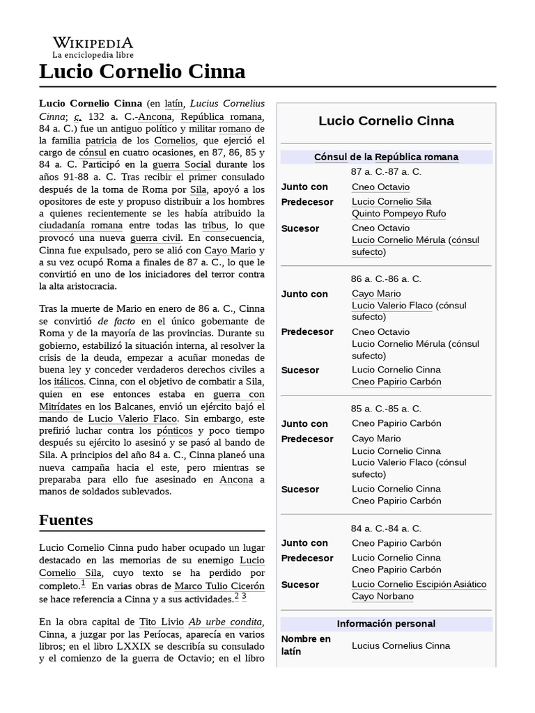 Lucio Cornelio Cinna: Cónsul de Roma | PDF | Pueblos Antiguos De Europa ...