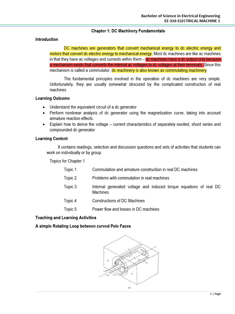 EE 316 Electrical Machine 1 Module | PDF