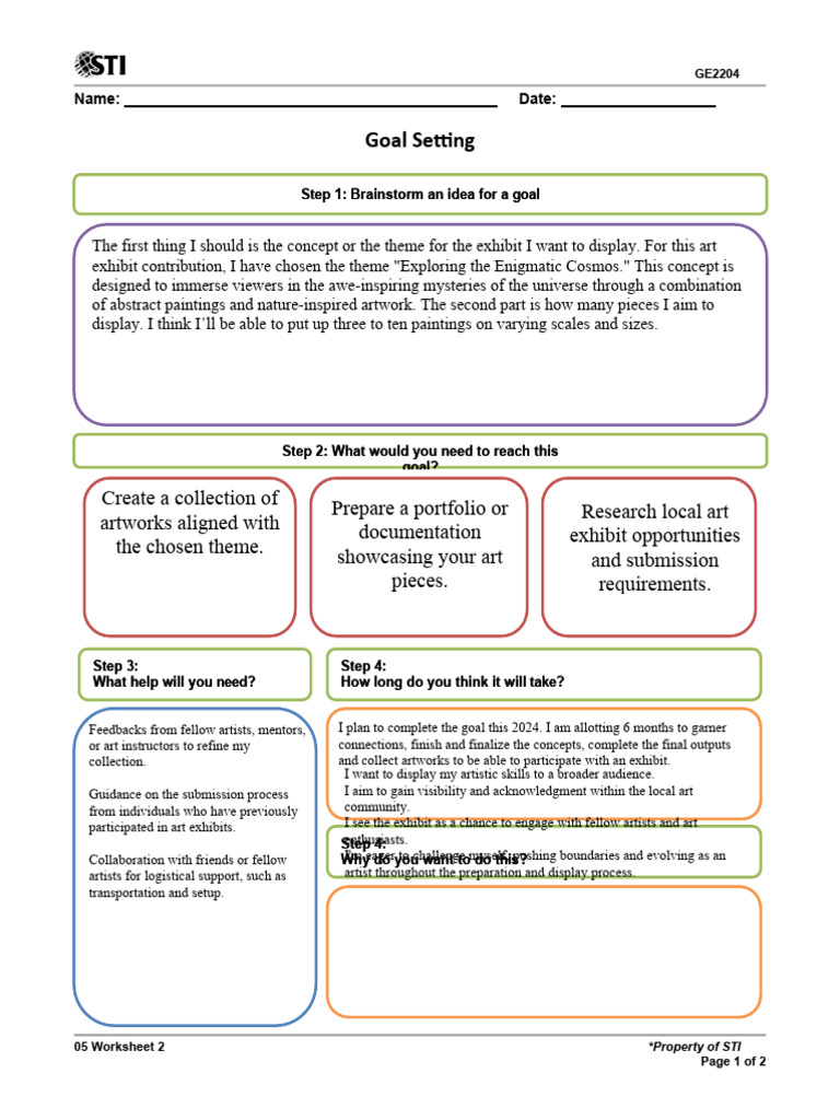 05 - Worksheet - 2 Final | PDF | Goal | Cognitive Science