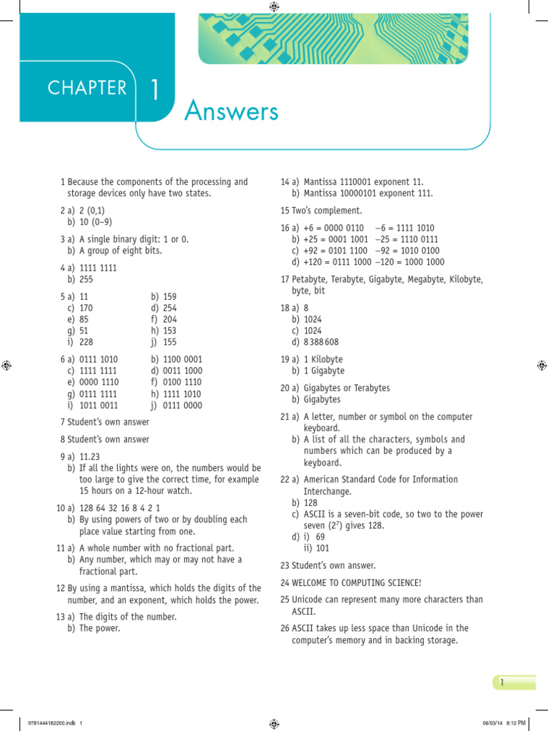 National 4 and 5 Computing Science Answers | PDF