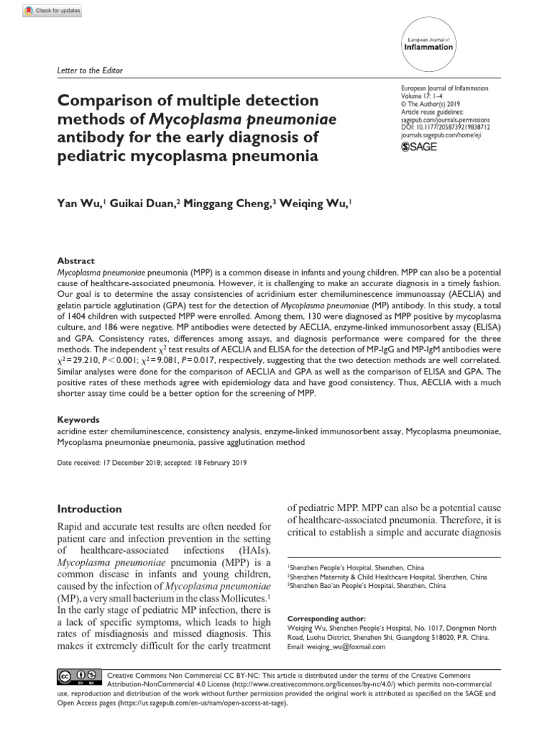 CE13 CLIA-YHLO MP-Comparison of Methods of M Pneumoniae Antibody For ...