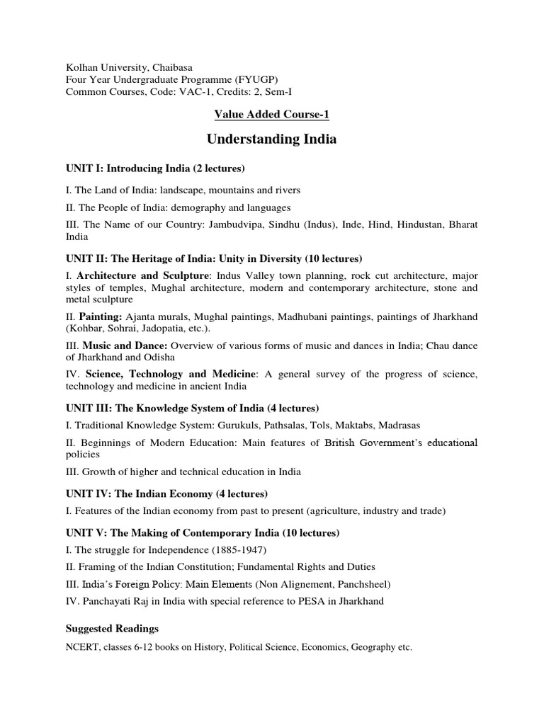 Understanding India - VAC-1 | PDF | South Asia