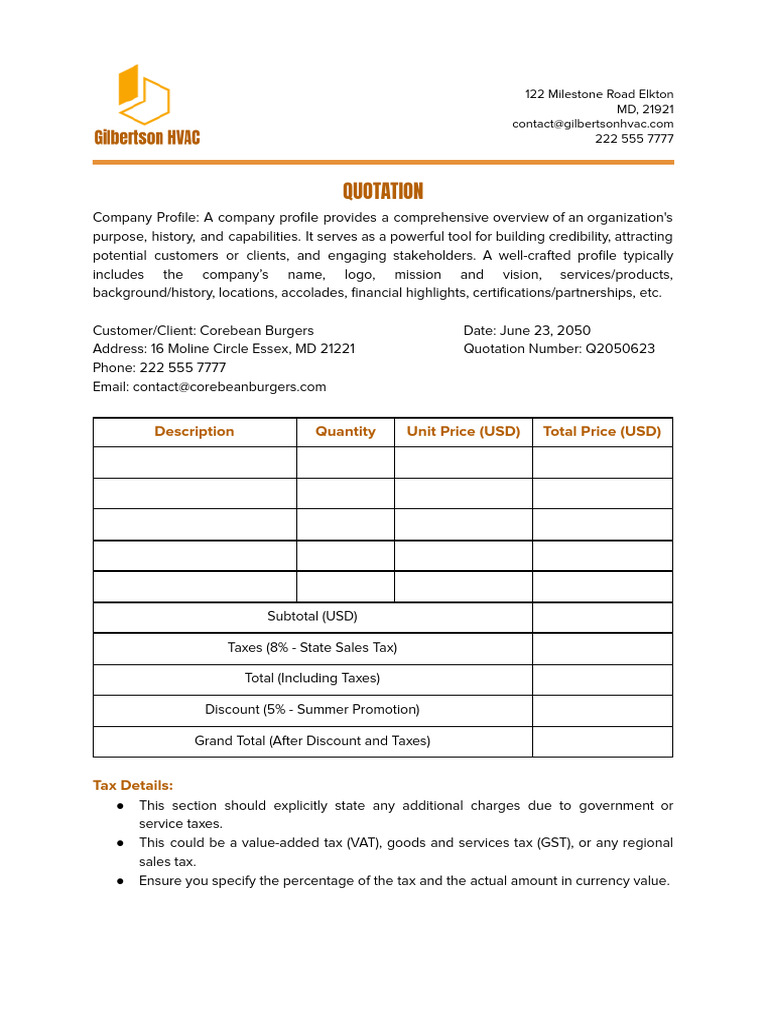 Quotation Format Template | Download Free PDF | Taxes | Value Added Tax