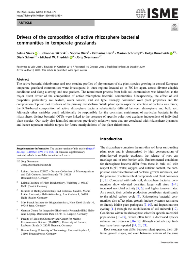 S41396-019-0543-Drivers of The Composition of Active Rhizosphere Bacterial Communities in ...