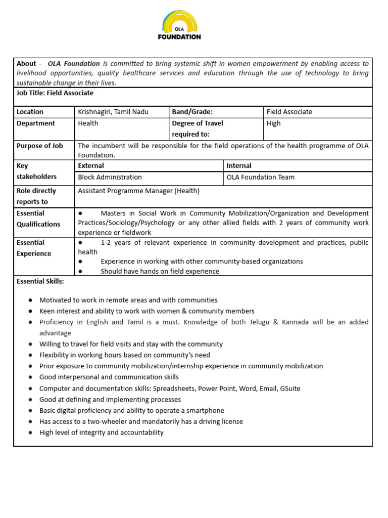 JD Health MSW - Field Associate | PDF | Community