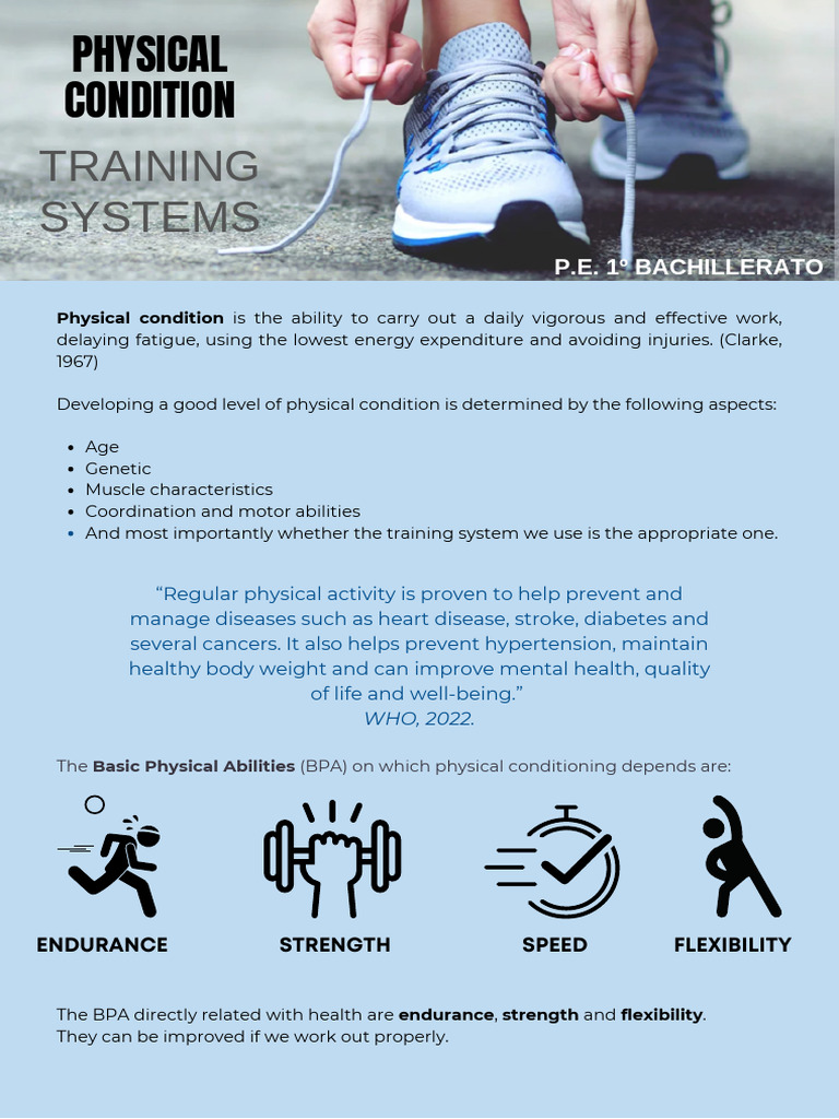 Physical Condition Training Systems. P.E. Bachillerato | PDF | Strength ...