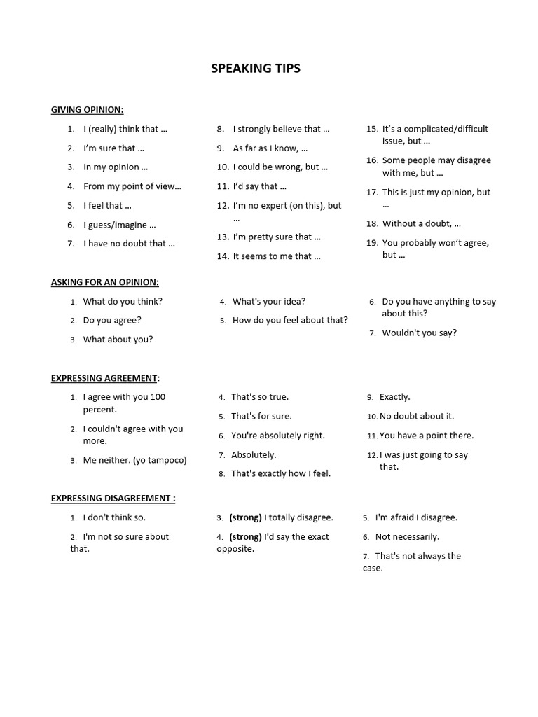 SPEAKING Tips | PDF