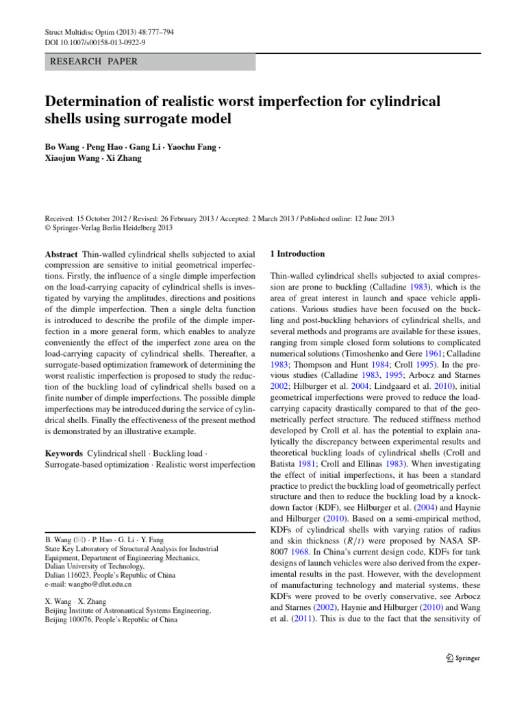Three Probing - WMPLA - Wang 2013 | PDF | Buckling | Mathematical Optimization