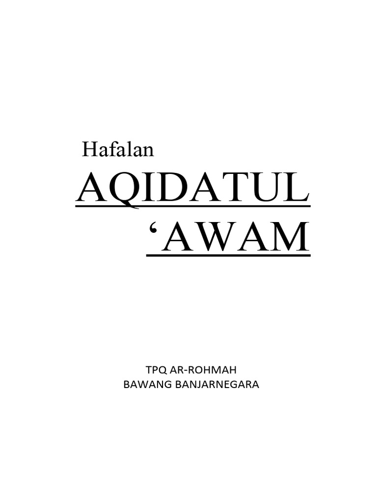 Aqidatul Awam | PDF