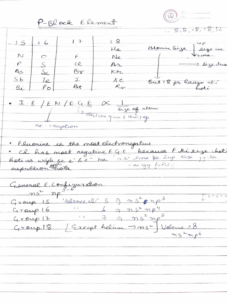 P Block Elements Notes | PDF