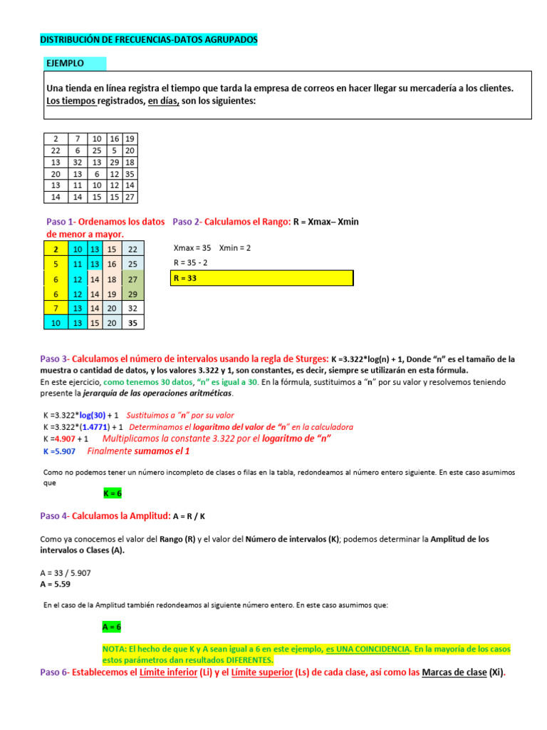 1-Ejemplos y Ejercicios en Clase-Datos Agrupados-Unidad 2 | PDF